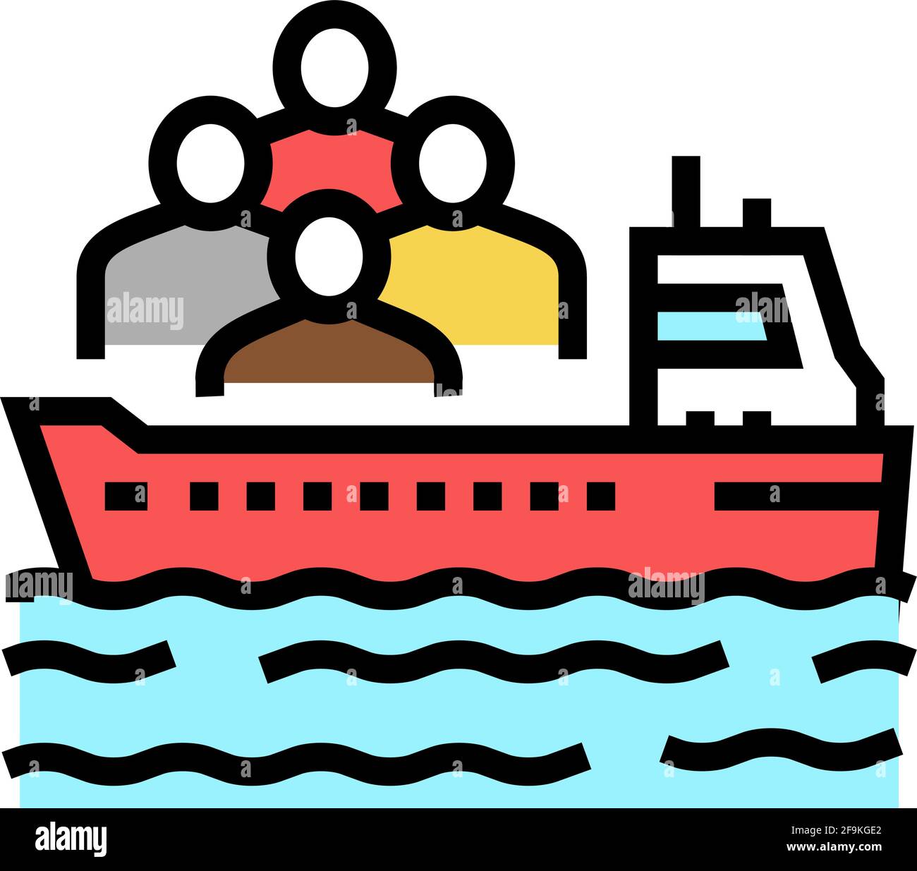 ship transportation refugee color icon vector illustration Stock Vector ...