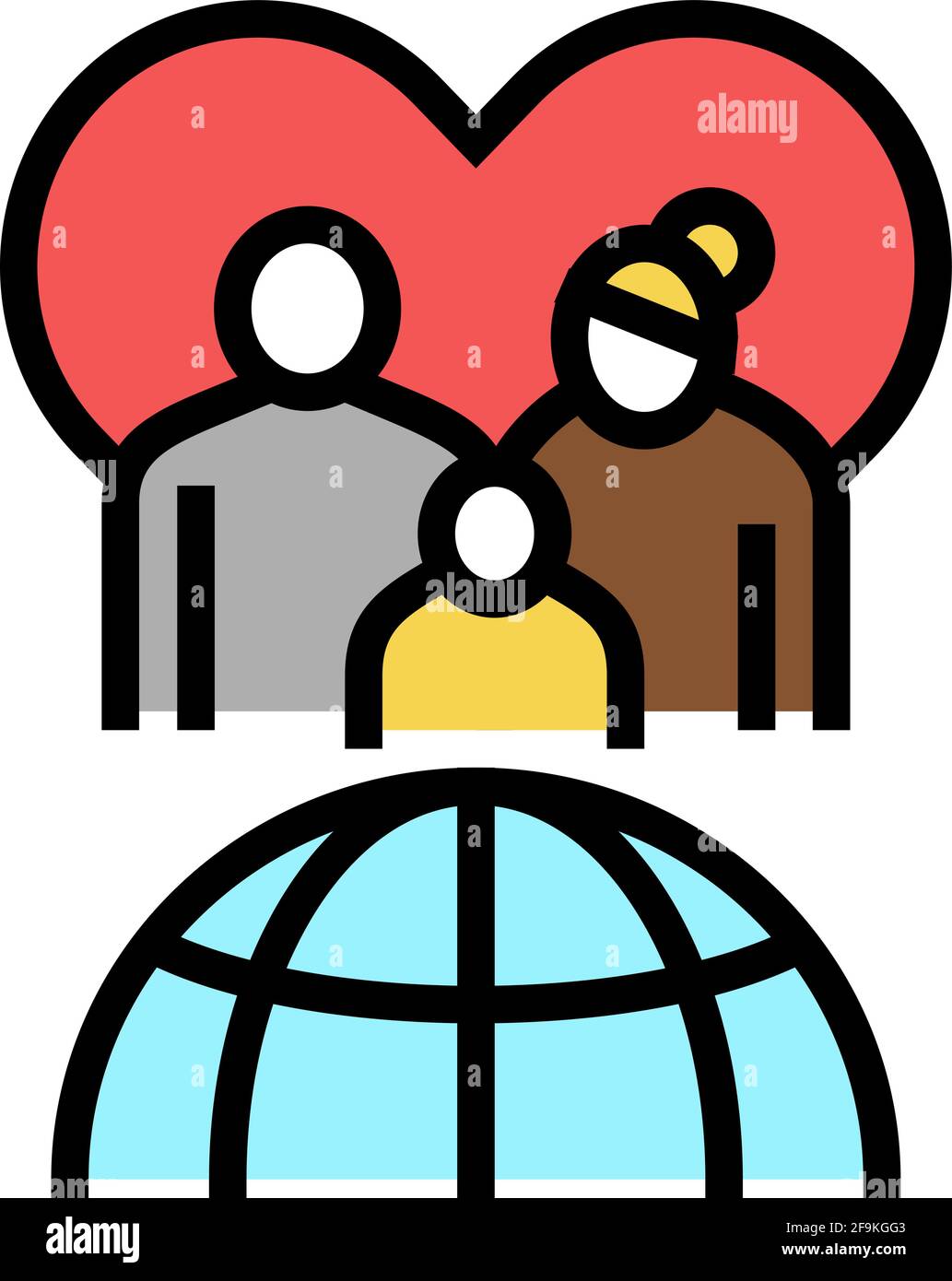 family refugee world aid color icon vector illustration Stock Vector ...