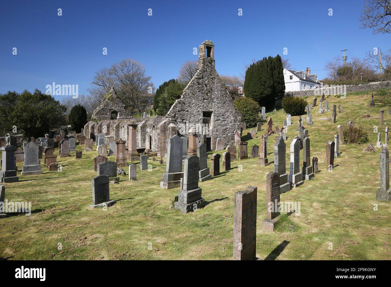 Scotland, Ayrshire, Kirkoswald 15 April 2021. Auld Kirk with ...