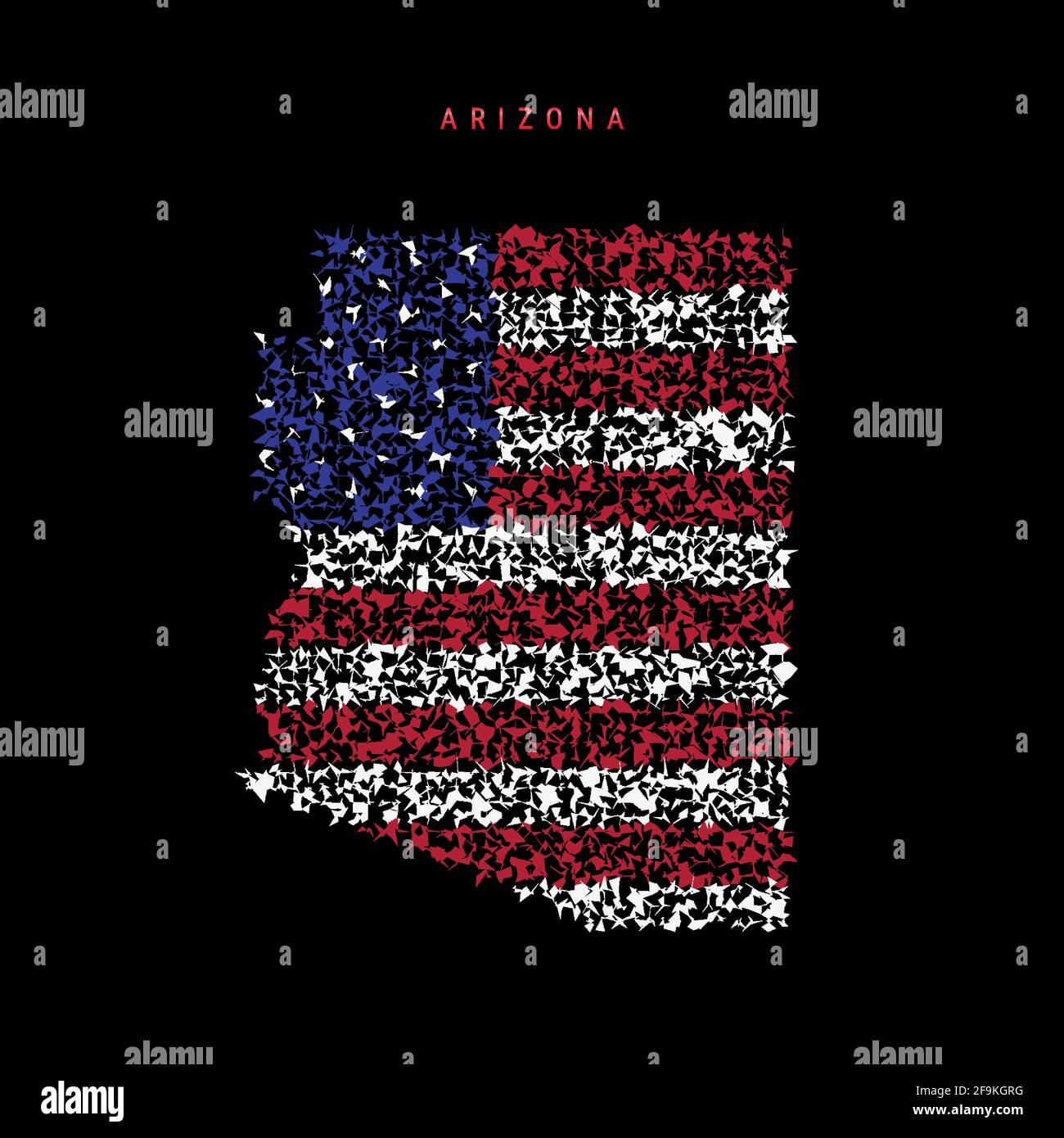 Arizona US state flag map, chaotic particles pattern in the colors of ...