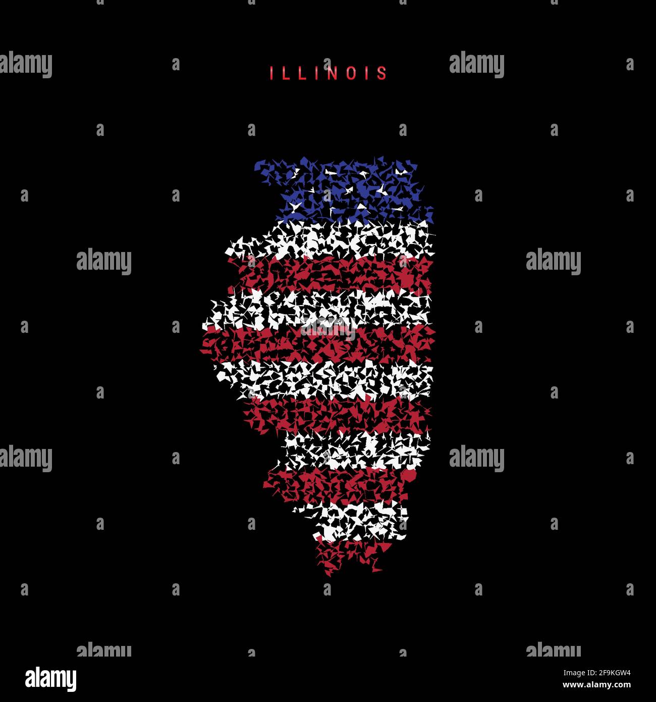 Illinois US state flag map, chaotic particles pattern in the colors of ...