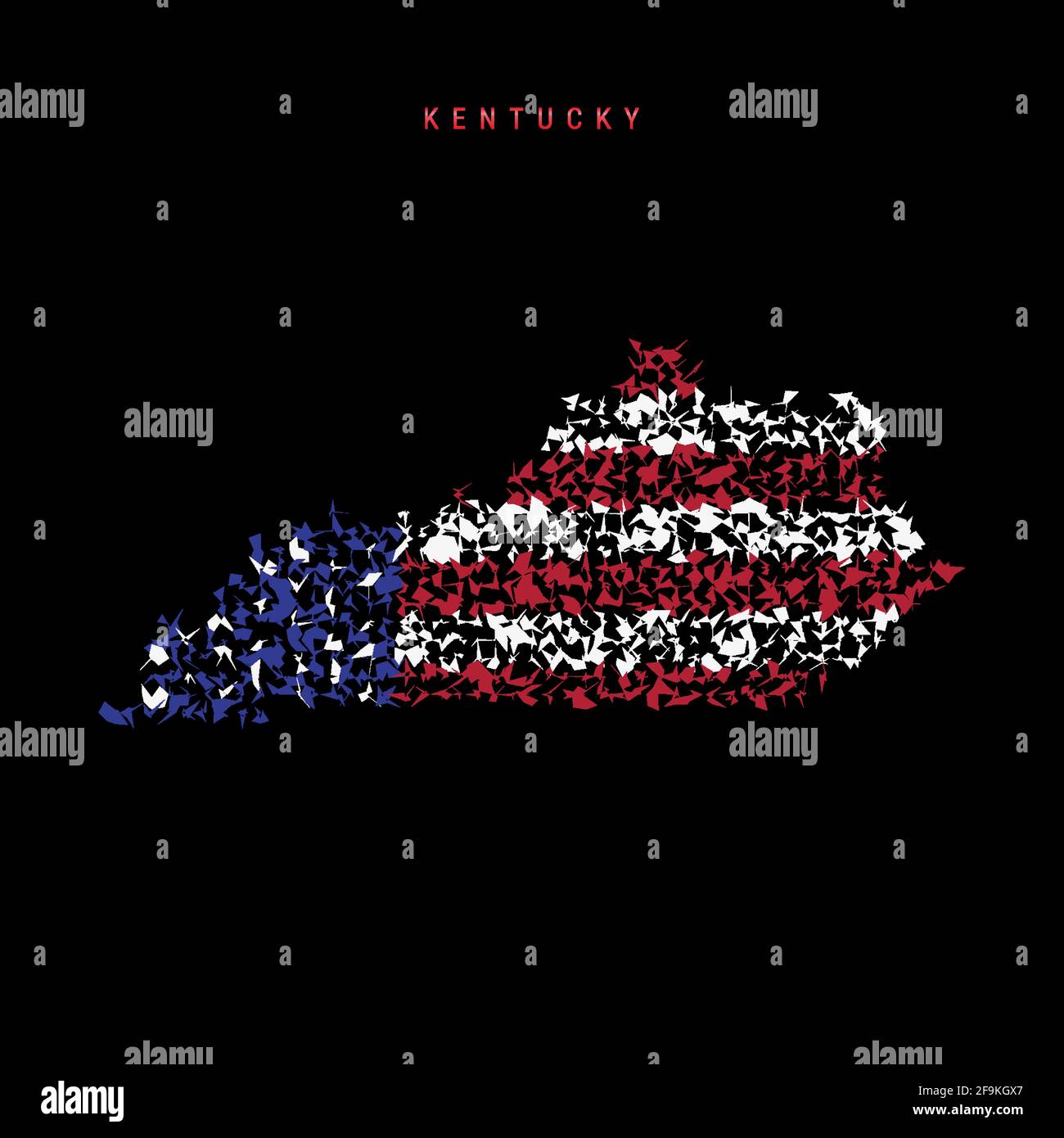 Kentucky US state flag map, chaotic particles pattern in the colors of ...