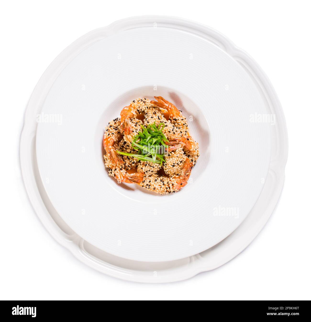 Delicious grilled jumbo shrimps with sesame and sliced scallions ...