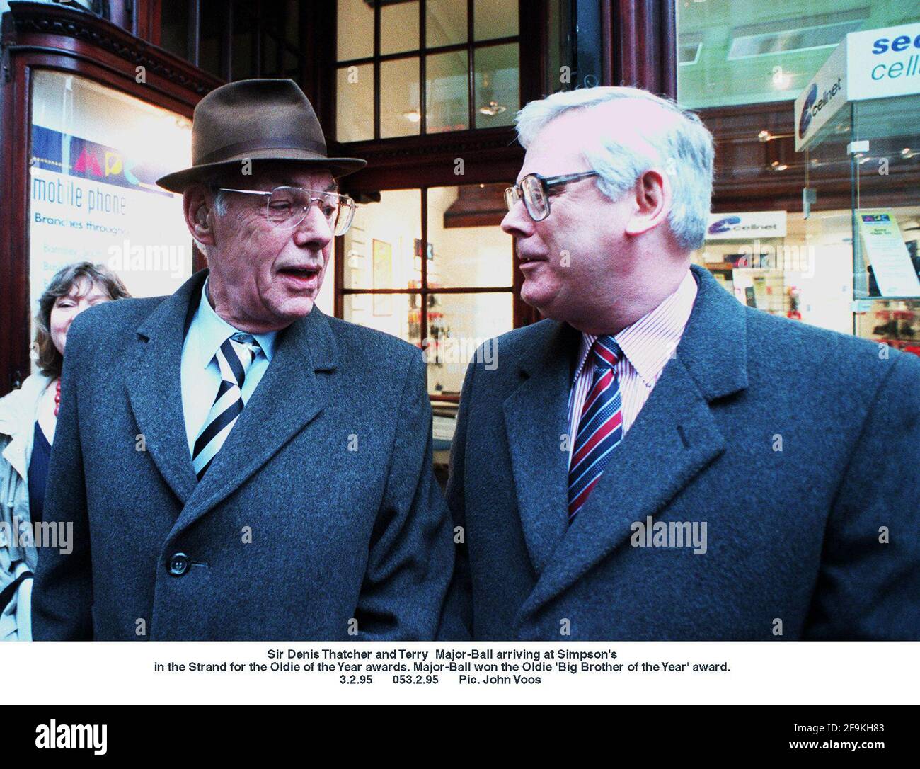 EPD Sir Denis Thatcher & Terry Major Ball arriving at Simpson s in the ...