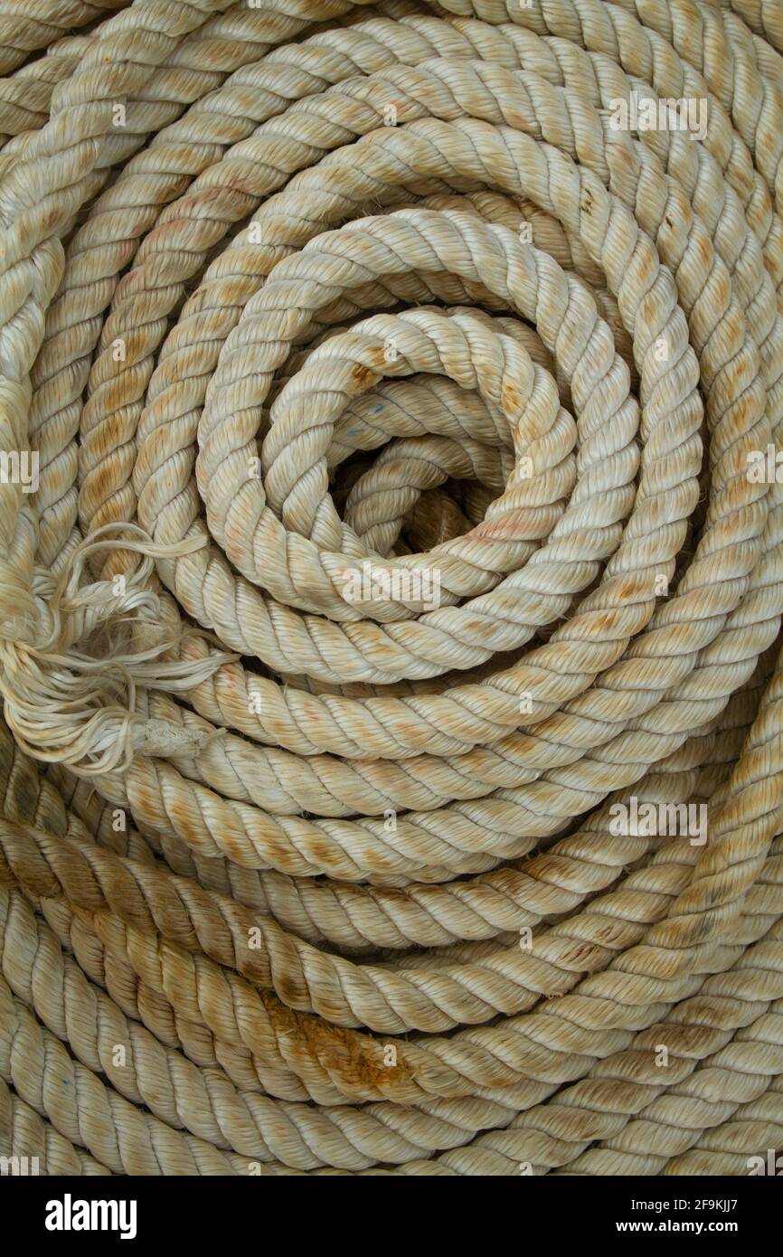 A roll marine mooring ropes close-up picture Stock Photo - Alamy