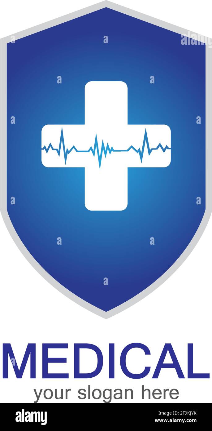 Shield icon with Medical pharmacy Isolated on White Background Stock ...