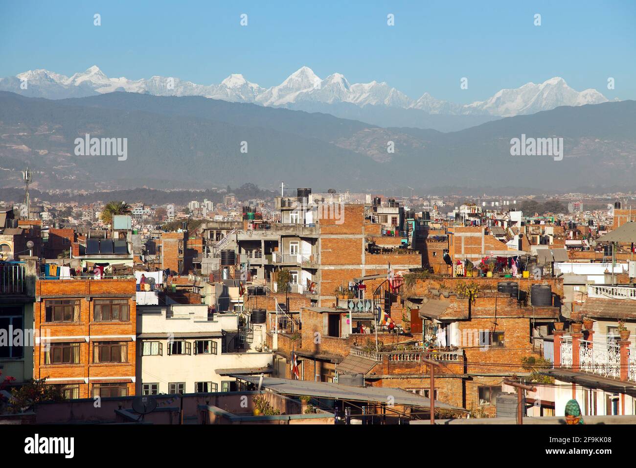 Evening panoramic view of Patan or Pathan town and Kathmandu city with ...