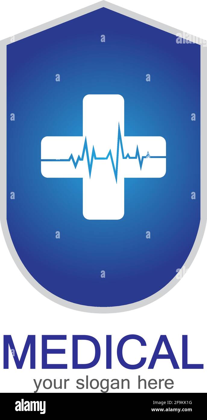 Shield icon with Medical pharmacy Isolated on White Background Stock ...
