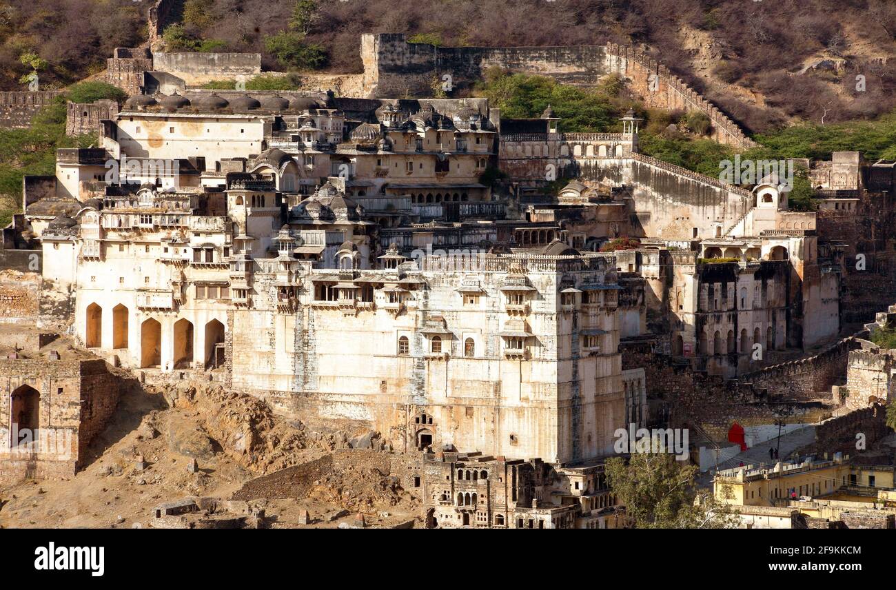 Taragarh fort in Bundi town, typical medieval fortress in Rajasthan ...