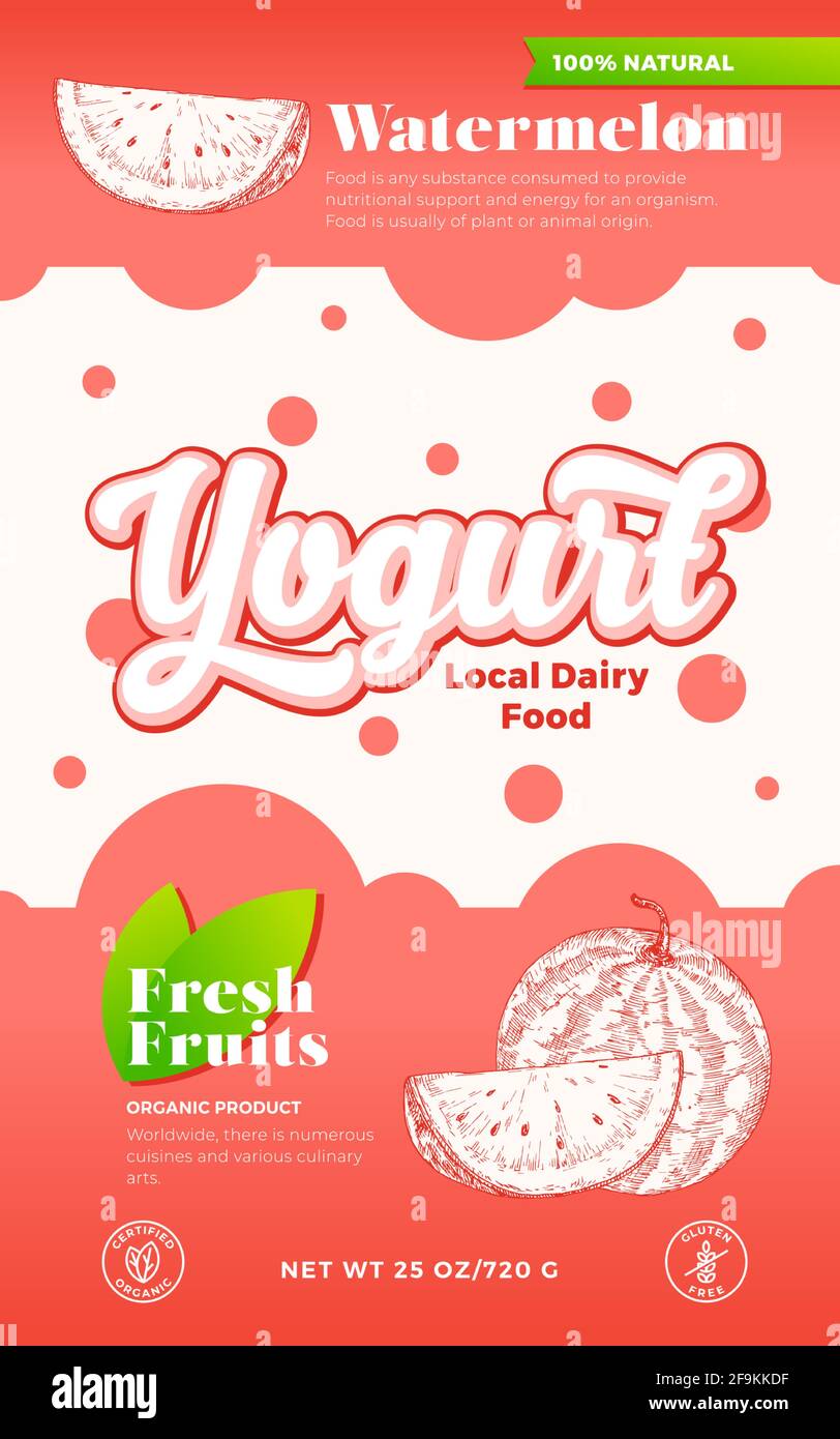 Fruits, Berries Yogurt Label Template. Abstract Vector Dairy Packaging ...