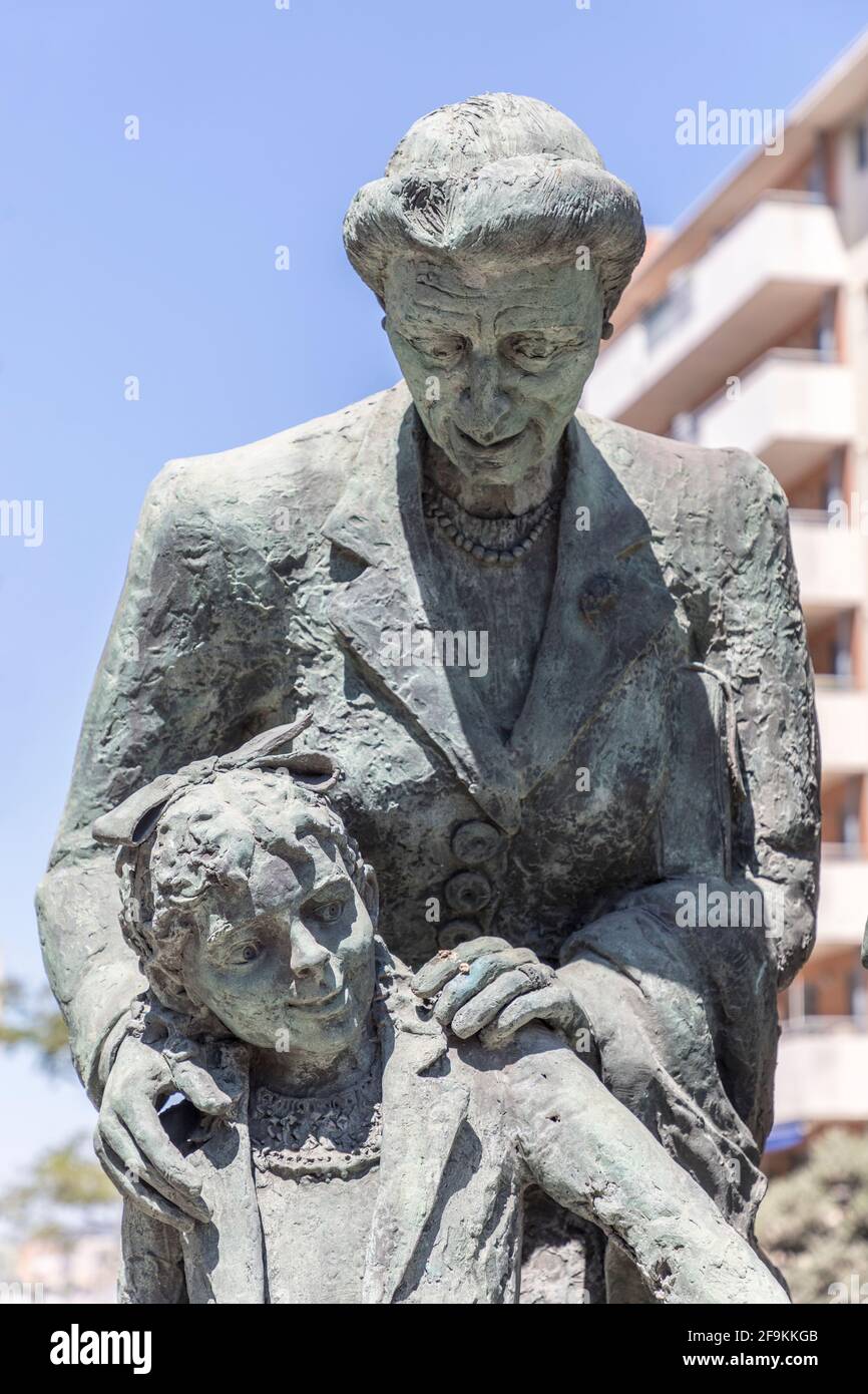 Mother and child, part of the Evacuation of the Gibraltarians statue ...