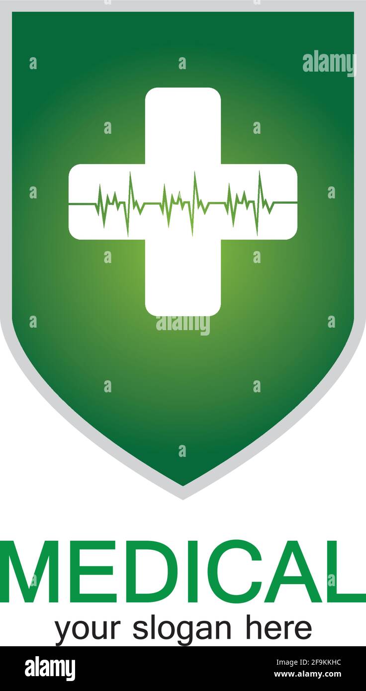 Shield icon with Medical pharmacy Isolated on White Background Stock ...