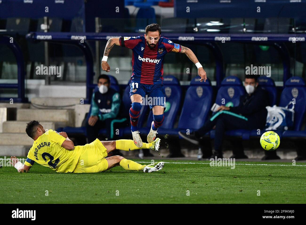VALENCIA, SPAIN - APRIL 18: Mario of Villarreal CF and Morales of ...