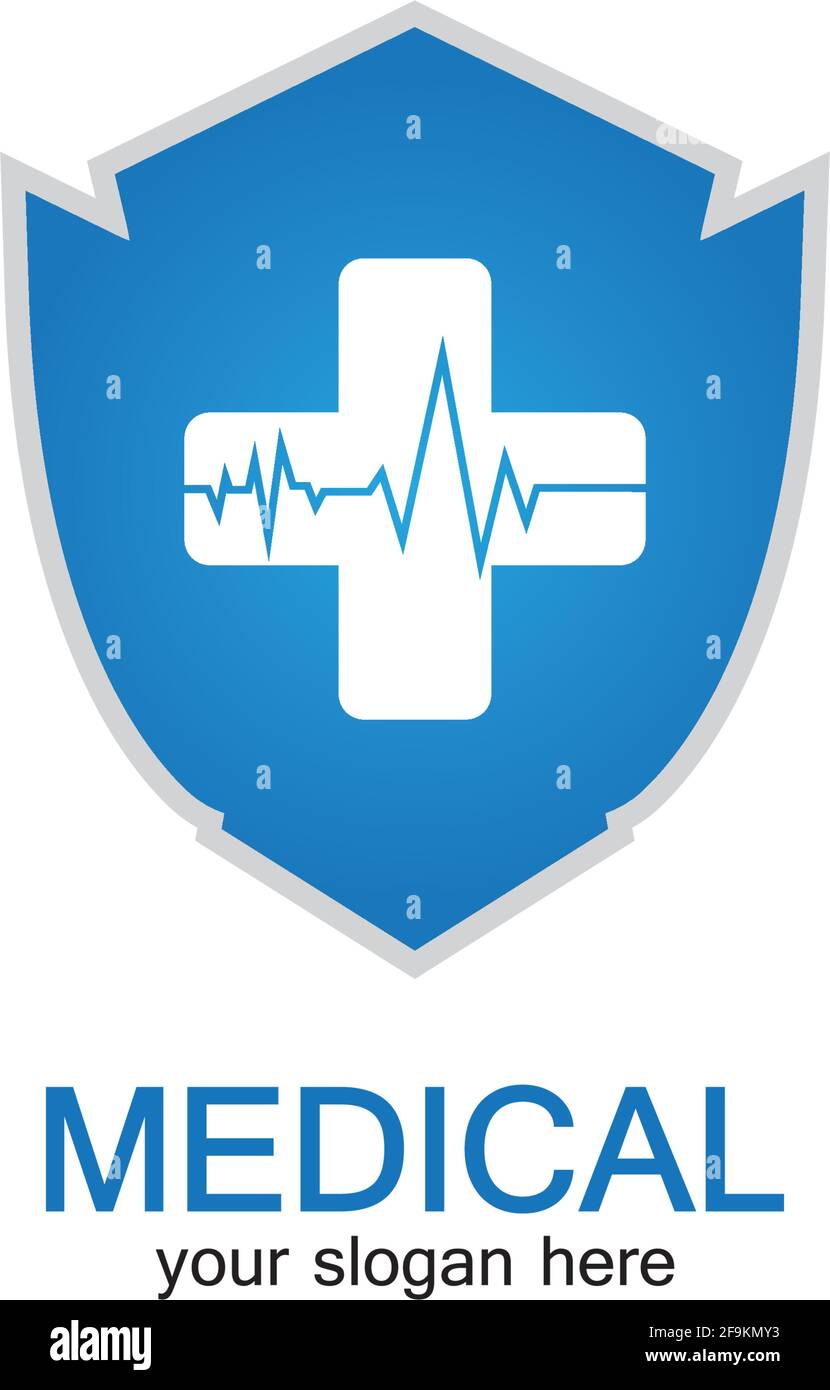 Shield icon with Medical pharmacy Isolated on White Background Stock ...