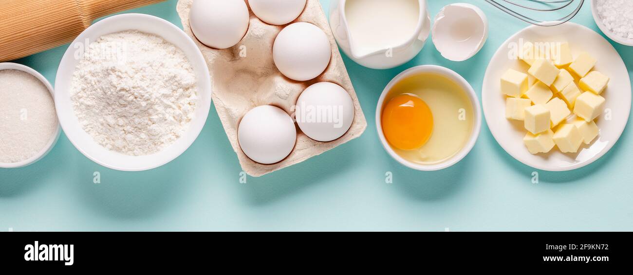 Baking or cooking background. Ingredients, kitchen items for baking ...