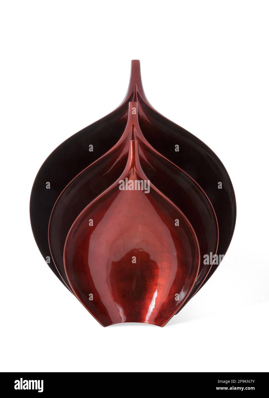 Set of modern red vases isolated on white background with copy space ...