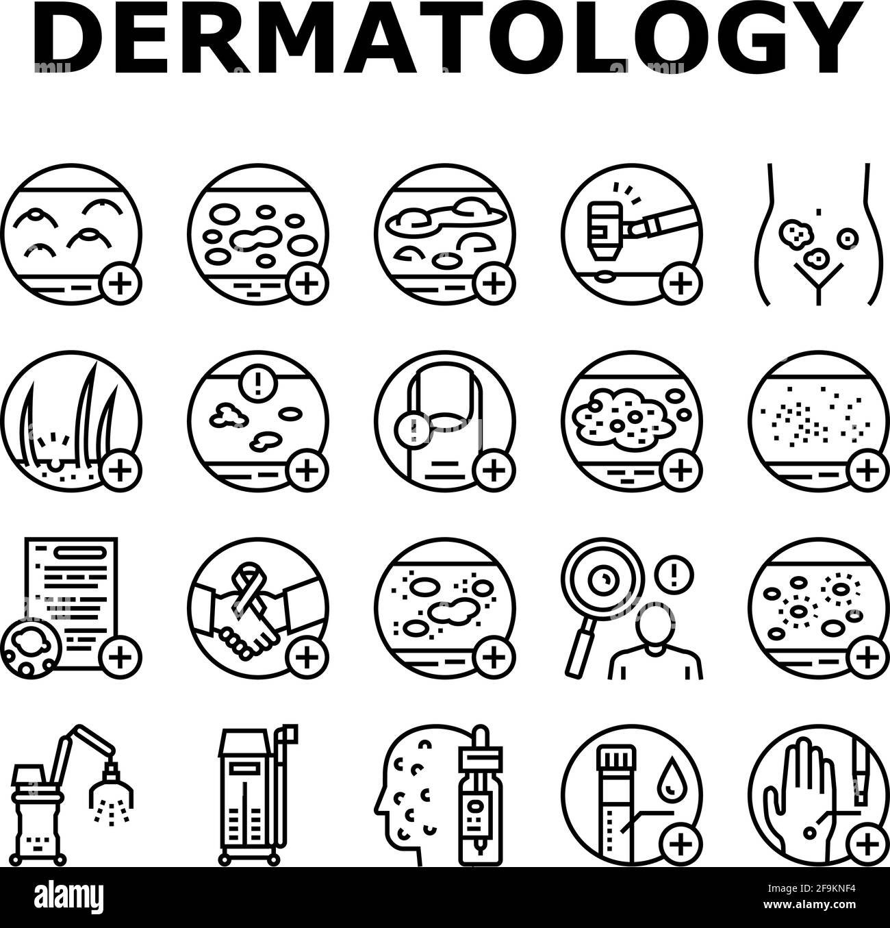 Dermatology Problem Collection Icons Set Vector Stock Vector Image