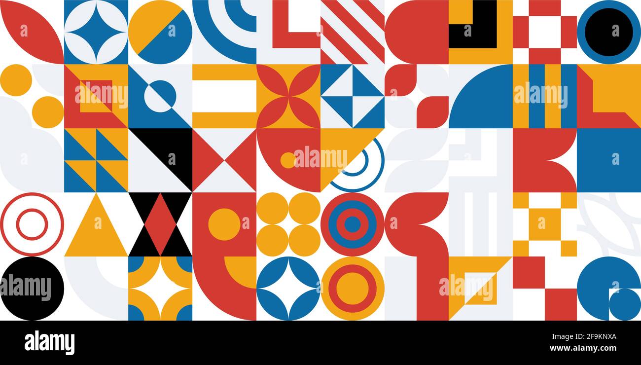 Seamless Bauhaus Abstract vector background. Retro geometric pattern ...