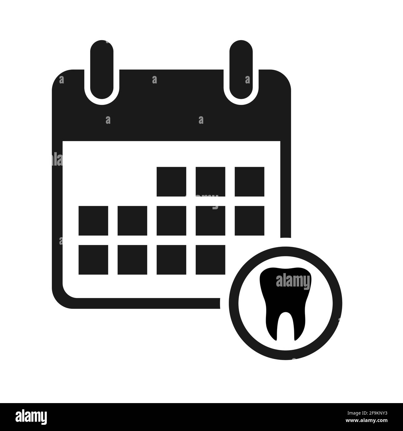 Calendar with tooth flat icon isolated on white background. Tooth ...