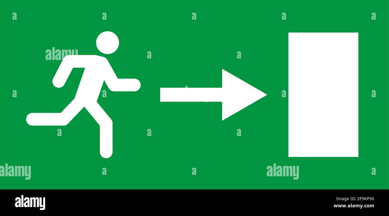 Running man and exit door sign. Vector icon, safety symbol. Escape help evacuation Stock Vector ...