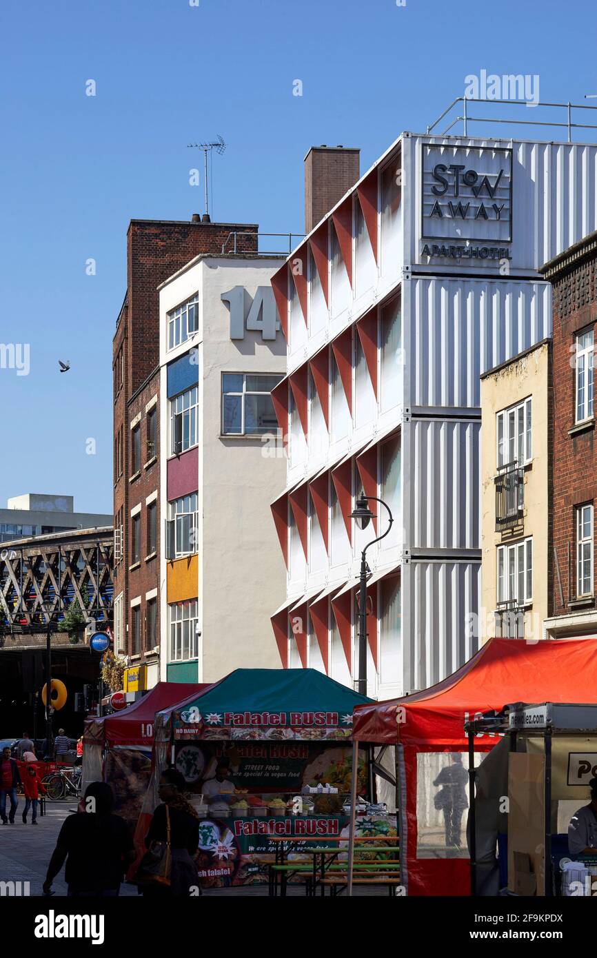 Exterior facade view on The Cut, Waterloo. Stow-Away Waterloo Hotel ...