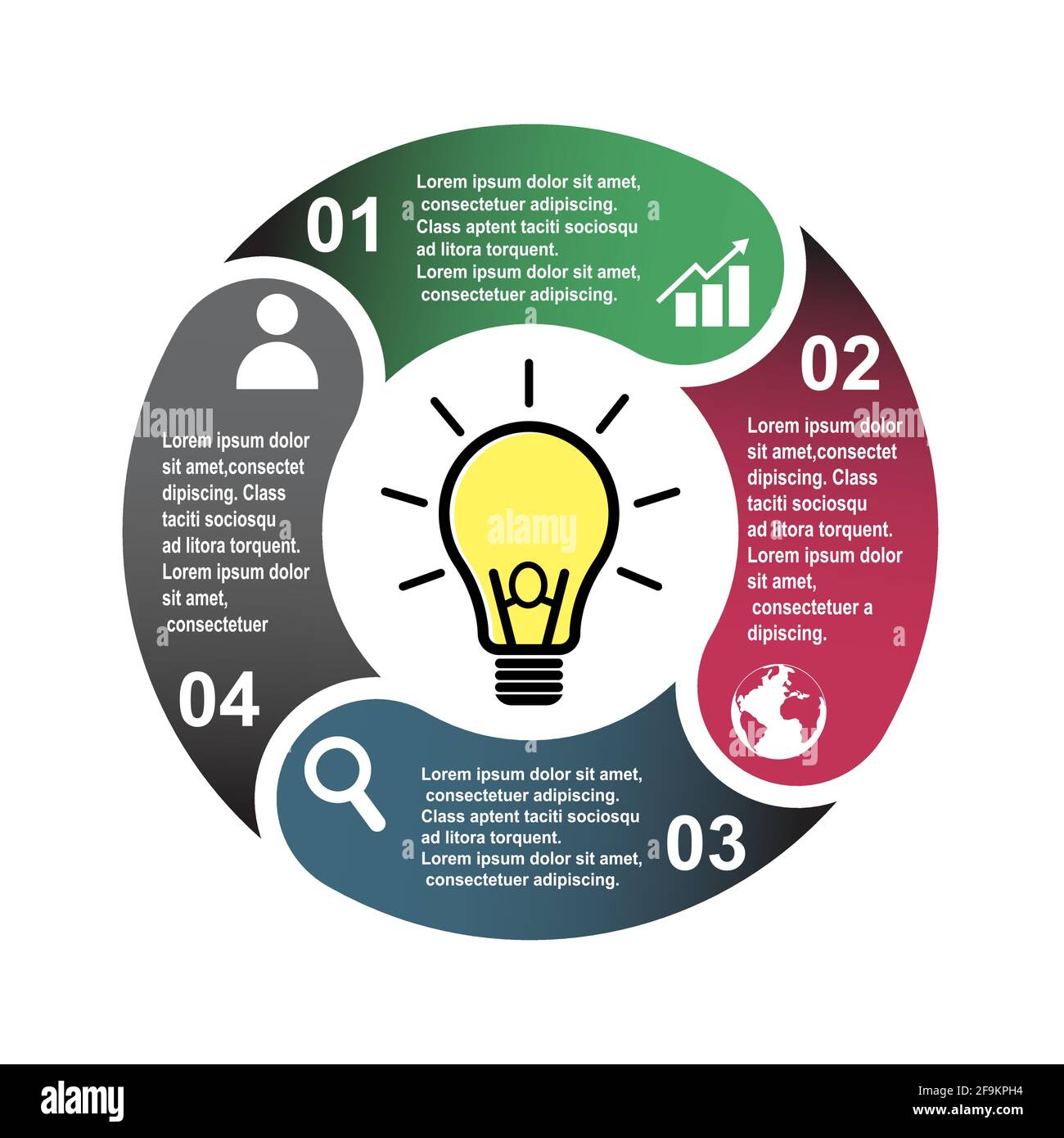 4 step vector element in four colors with labels, infographic diagram ...