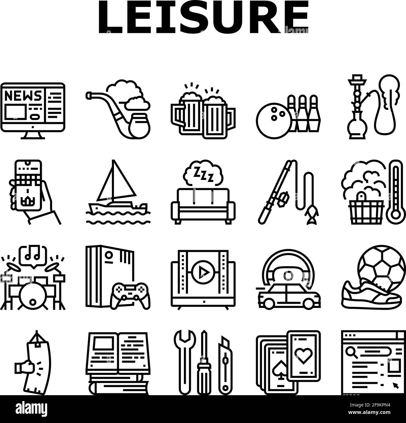 Mens Leisure Time Collection Icons Set Vector Stock Vector Image & Art ...