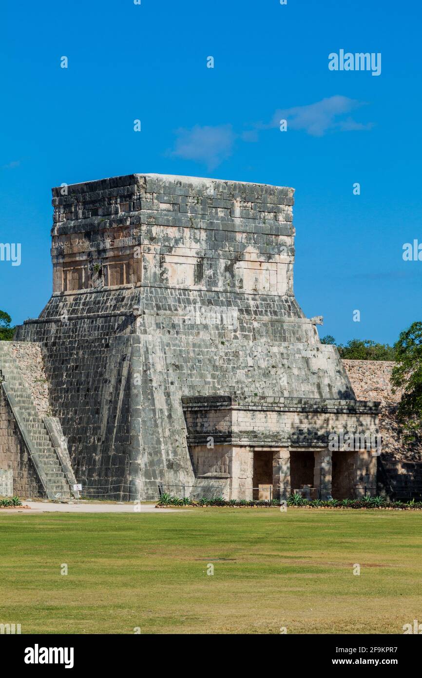 The great ball game court in the Mayan archeological site Chichen Itza ...