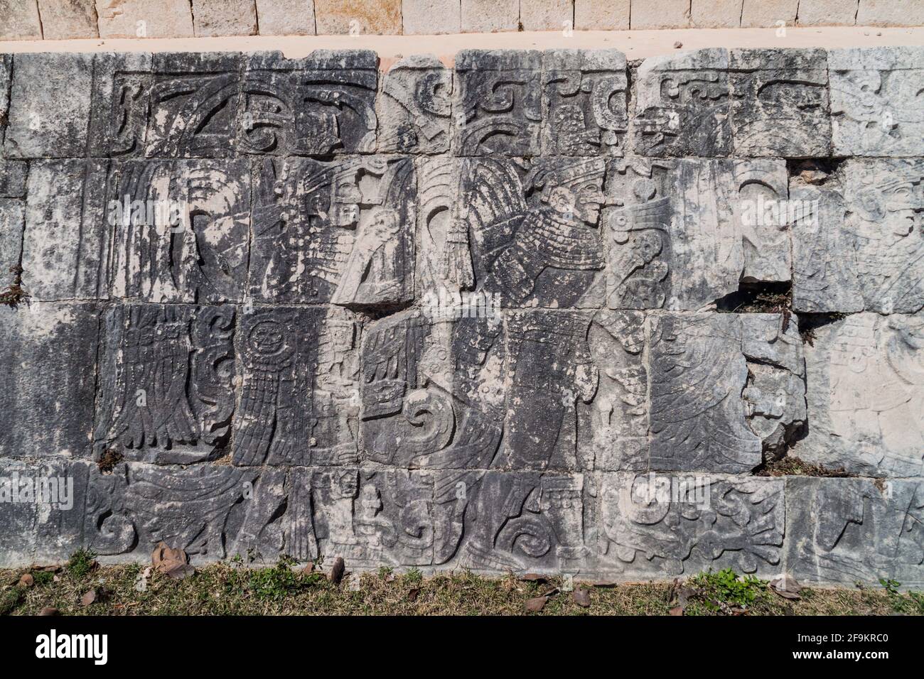 Reliefs of the players at the great ball game court at the ...