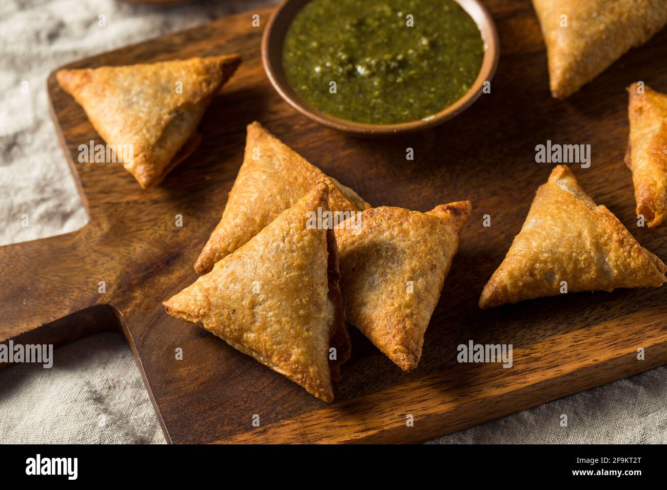 Homemade Indian Potato and Lentil Samosas with Dipping Chutney Stock ...