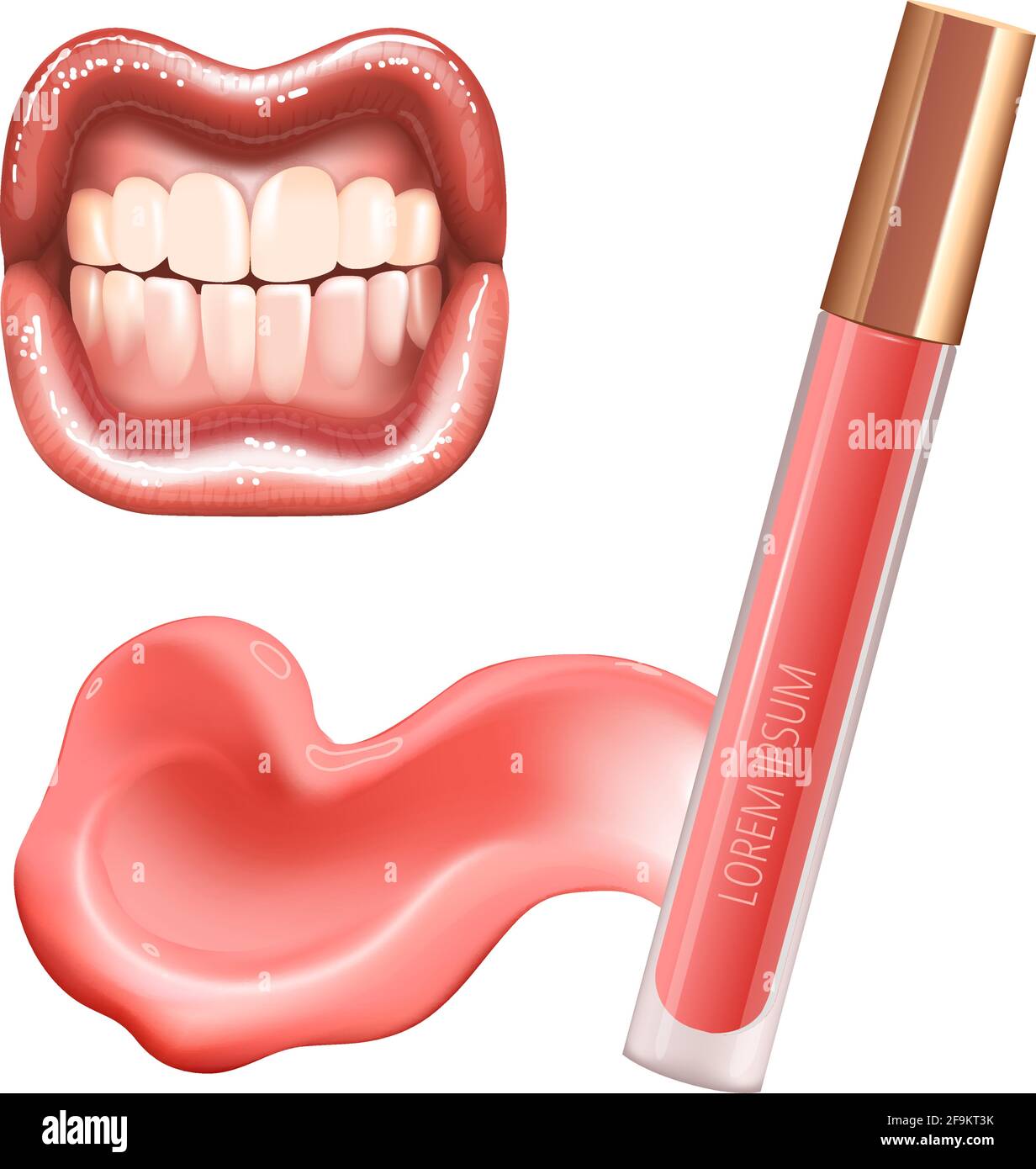 Make-up set for lips with realistic creme smear, realistic glossy ...