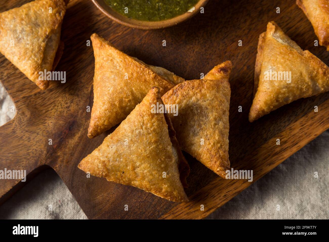 Homemade Indian Potato and Lentil Samosas with Dipping Chutney Stock ...