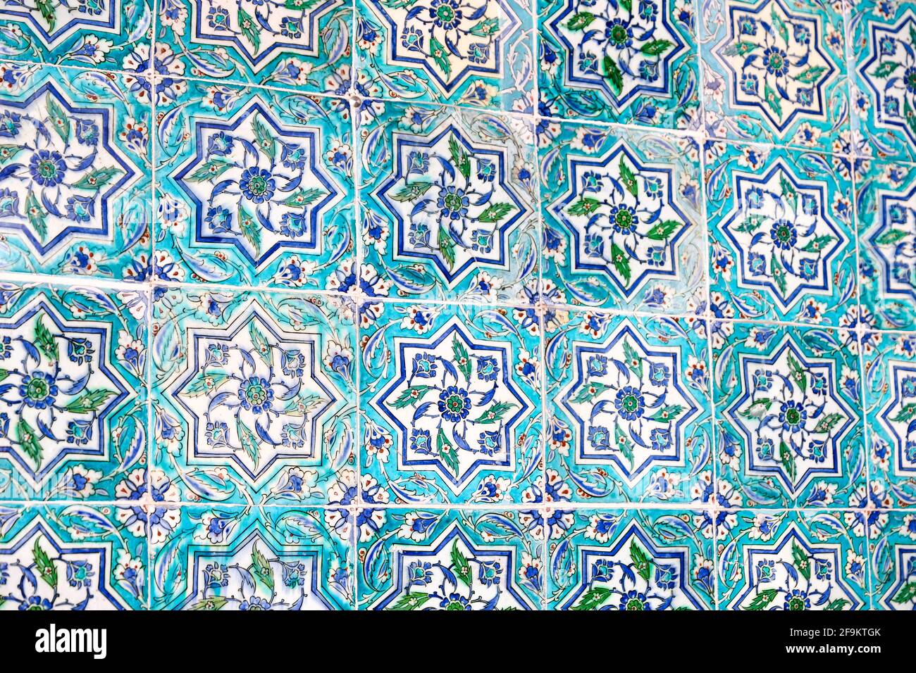 Details of Traditional Turkish Blue Tile with Blue, Green and Red Color ...