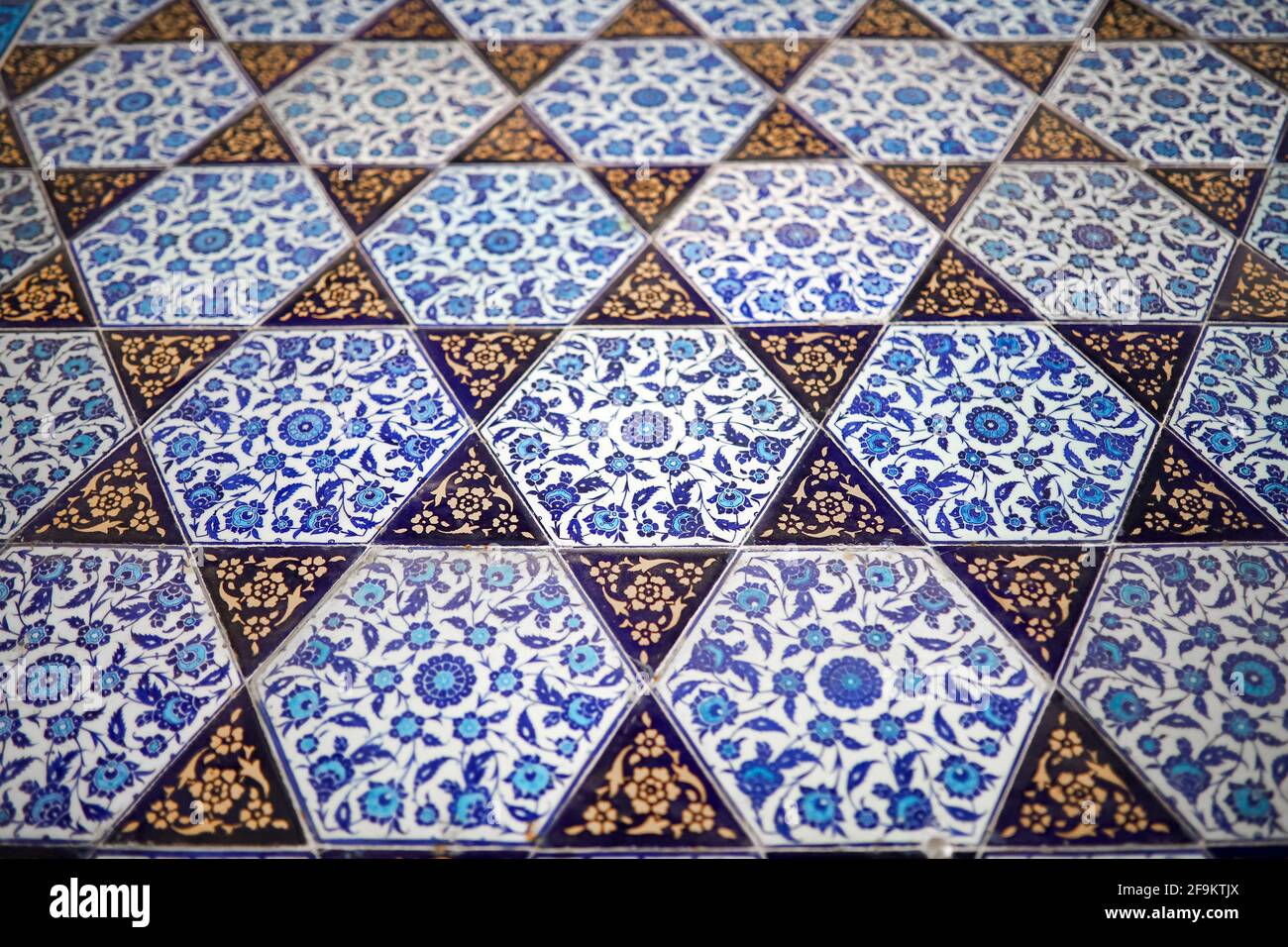 Details of Traditional Turkish Blue Tile with Blue, Green and Red Color ...