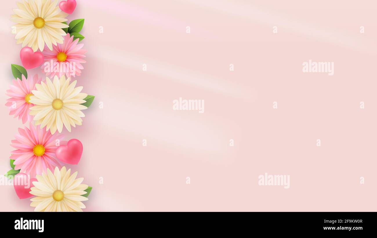 Delicate Spring Flowers Light Background. Heart Shape. Minimalistic ...