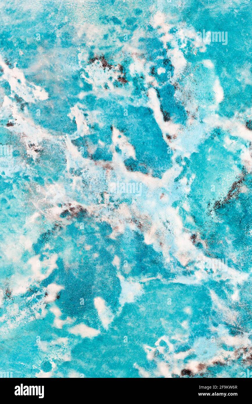 The marble texture of the polished turquoise surface with various ...