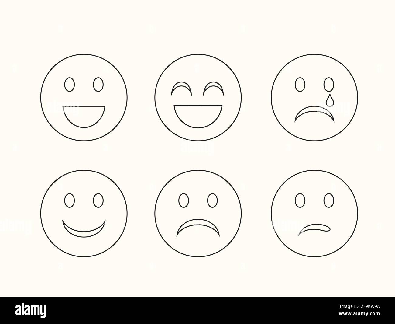 Basic emoticons set. Set of basic emoticons in flat design, Cute ...