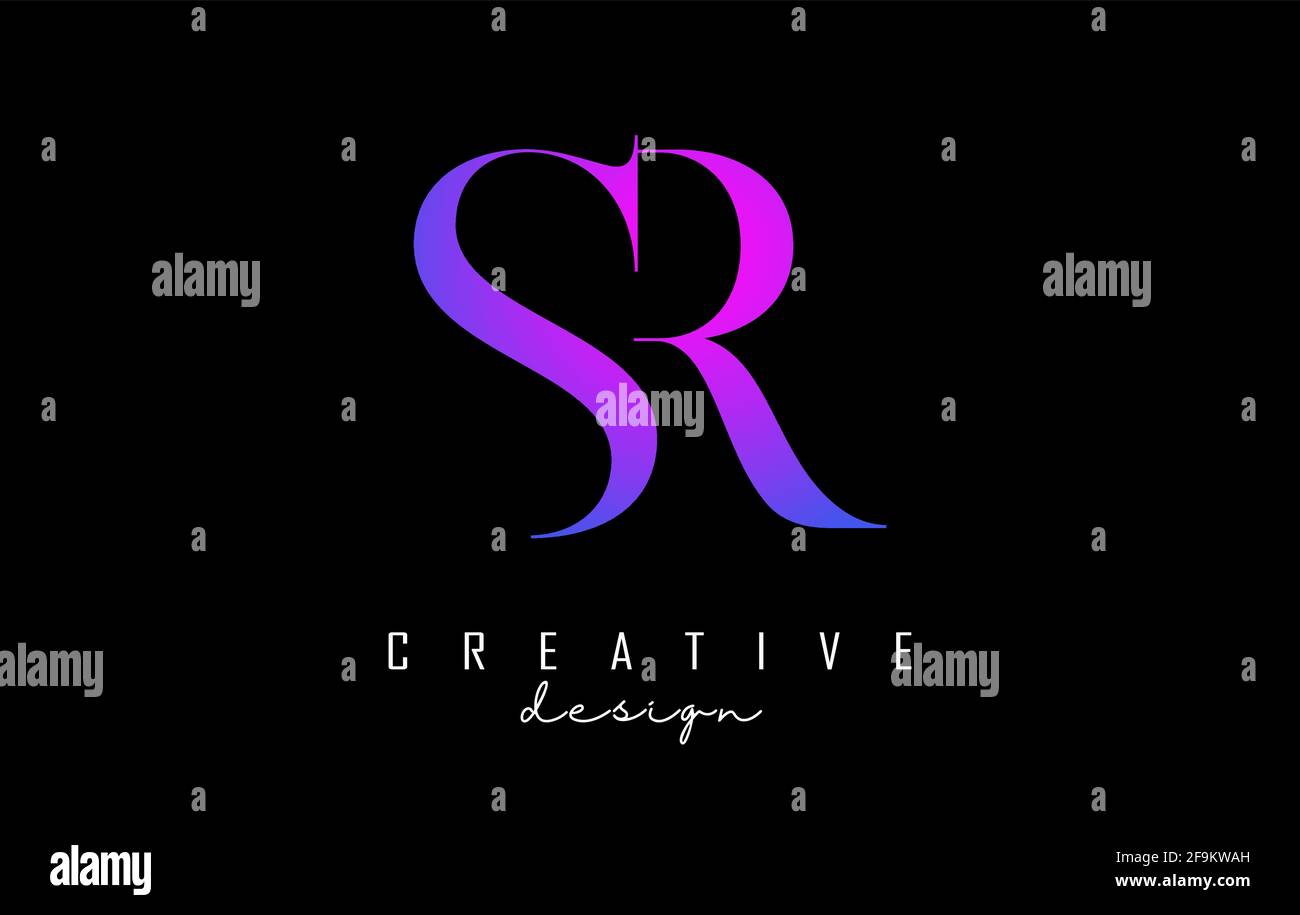 Colorful pink and blue SR s r letter design logo logotype concept with ...