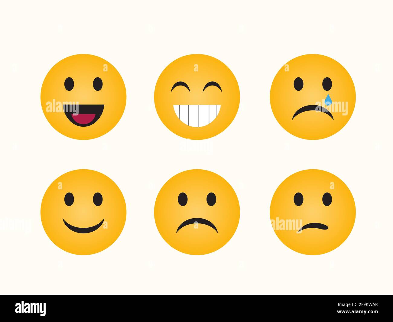 Basic emoticons set. Set of basic emoticons in flat design, Cute ...