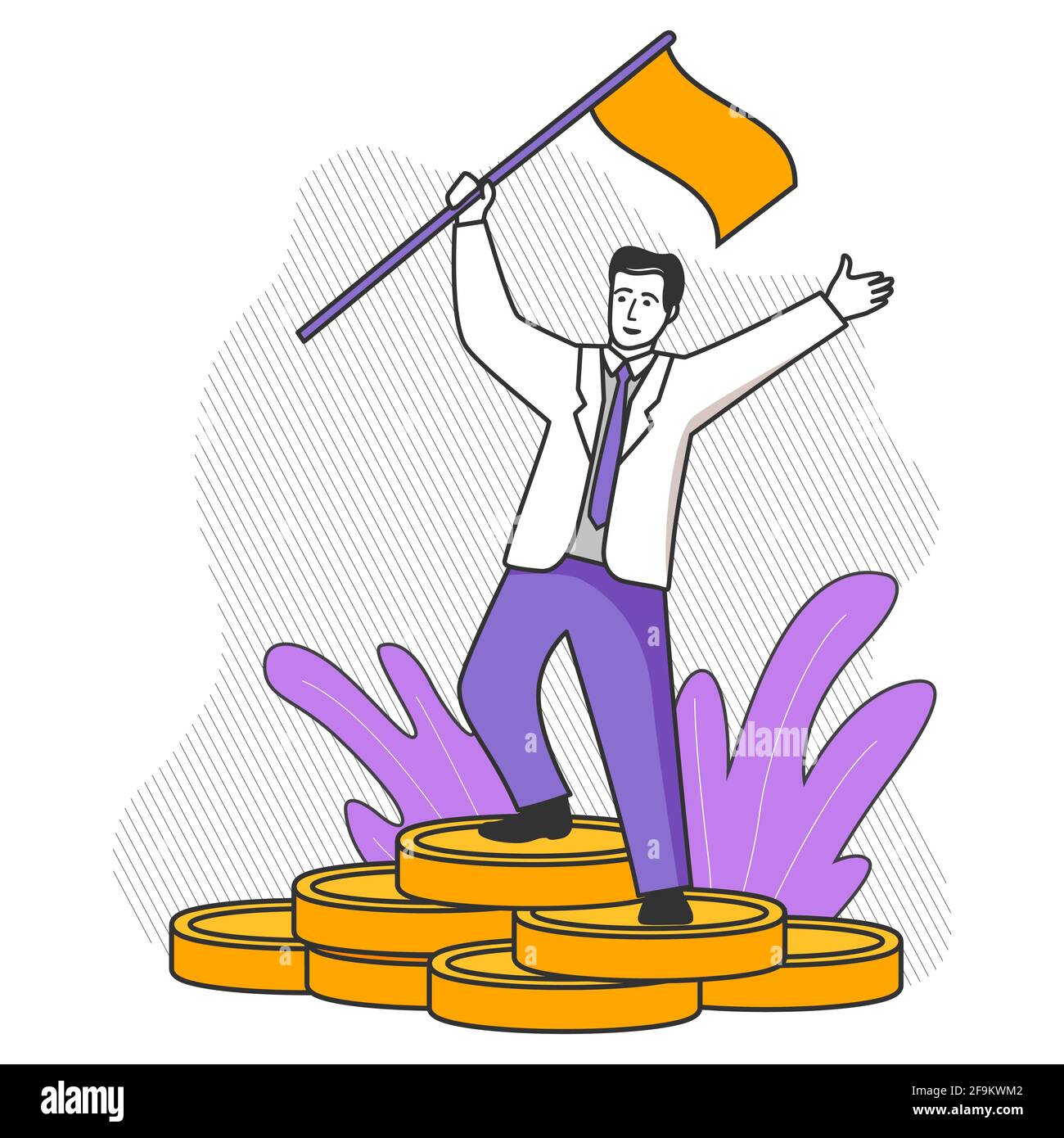 artoon flat style.Vector illustration. Achieving success Stock Vector ...