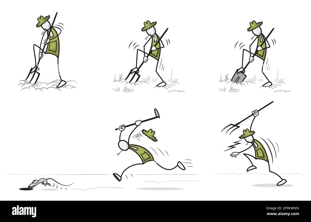 Set of farmer at outdoor activities in different poses. Print vector ...