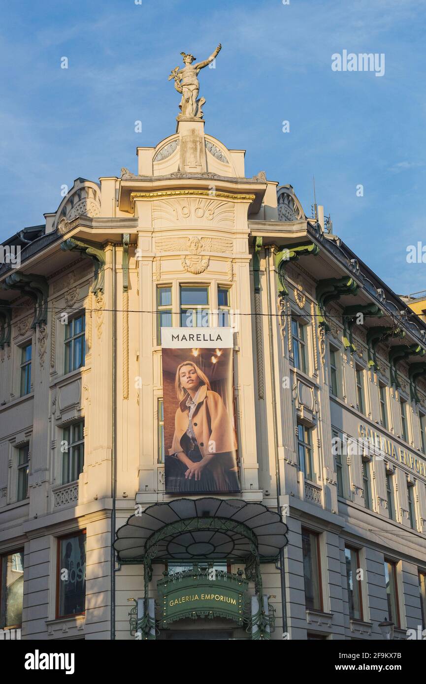 The iconic Presern square in the center of Ljubljana, capital of ...