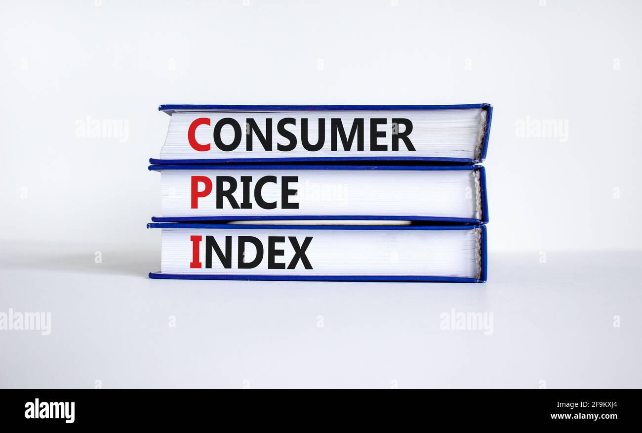 CPI, consumer price index symbol. Books with words 'CPI, consumer price ...