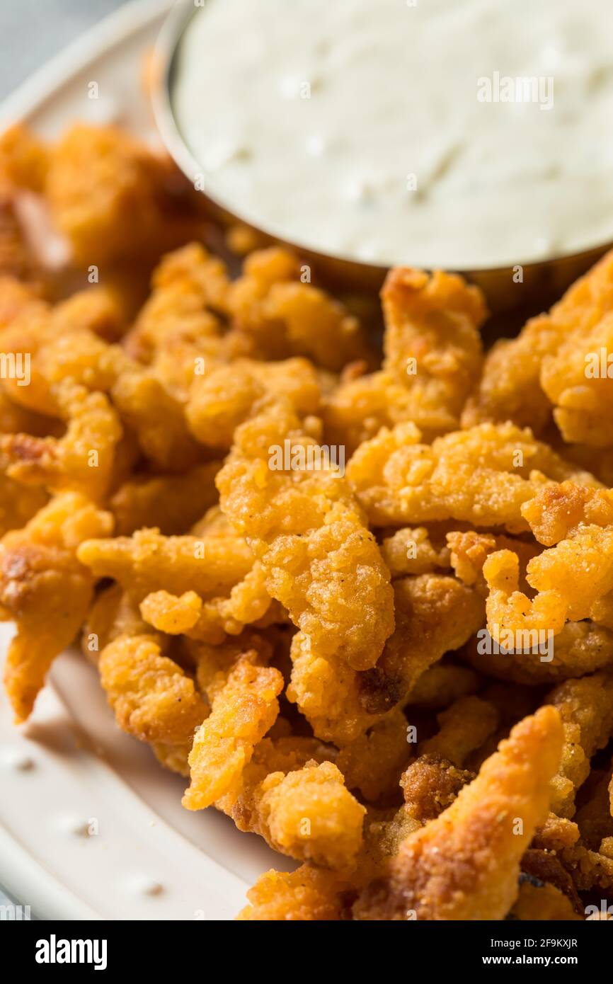 Homemade Fried Clam Strips with Fries and Tartar Sauce Stock Photo - Alamy