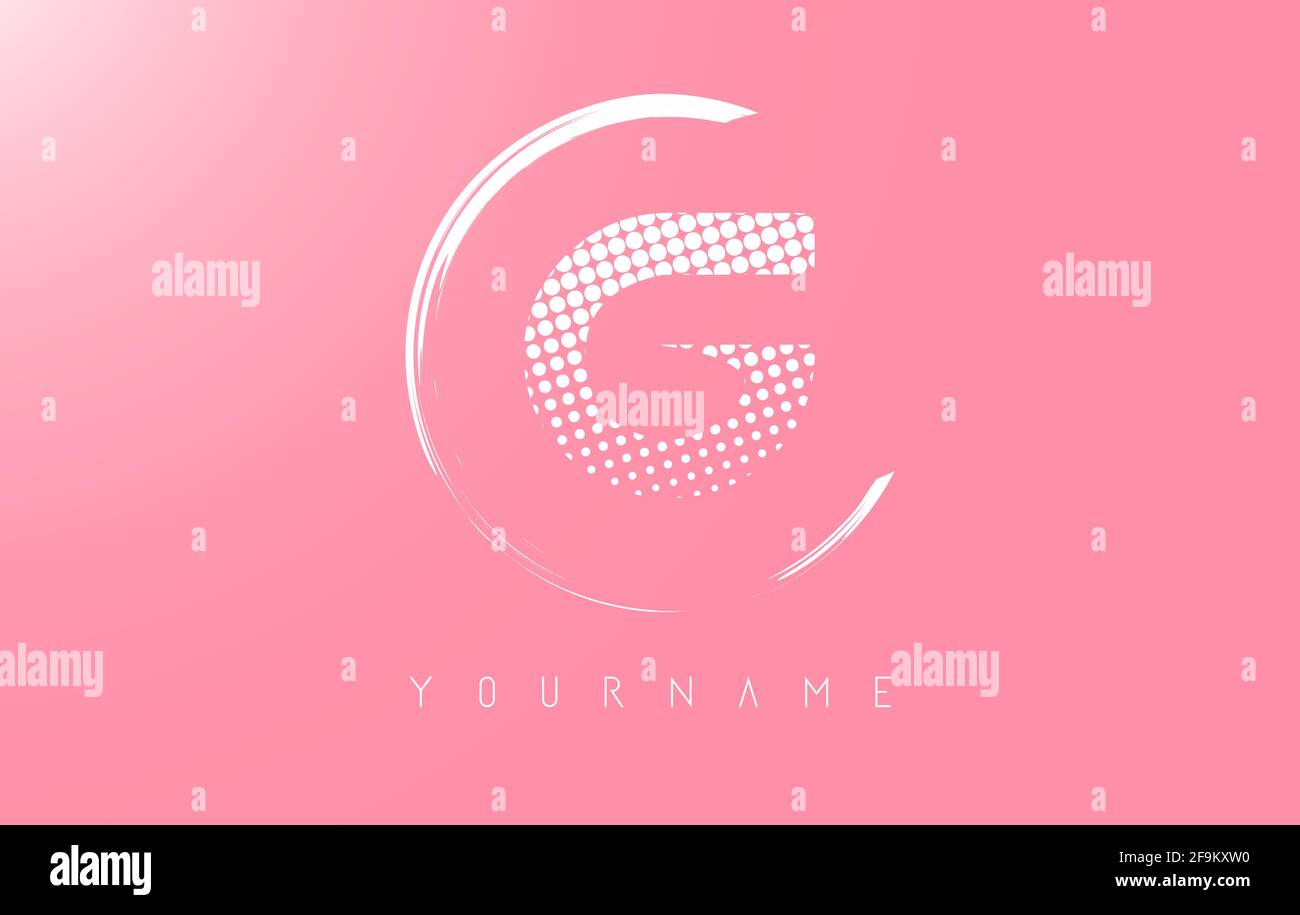 White G letter logo design with golden dots and white circle frame on ...