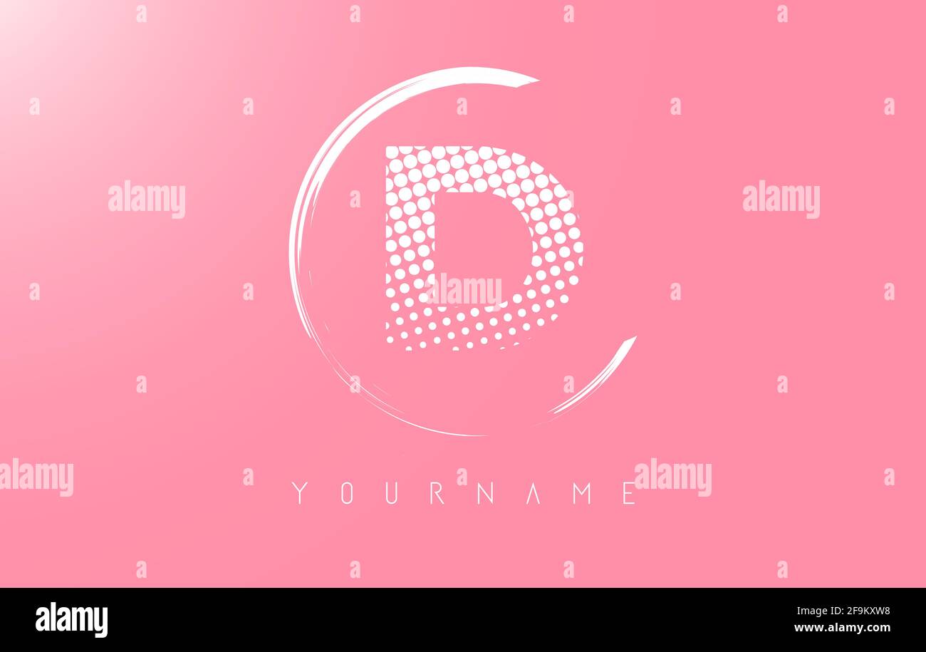 White D letter logo design with golden dots and white circle frame on ...