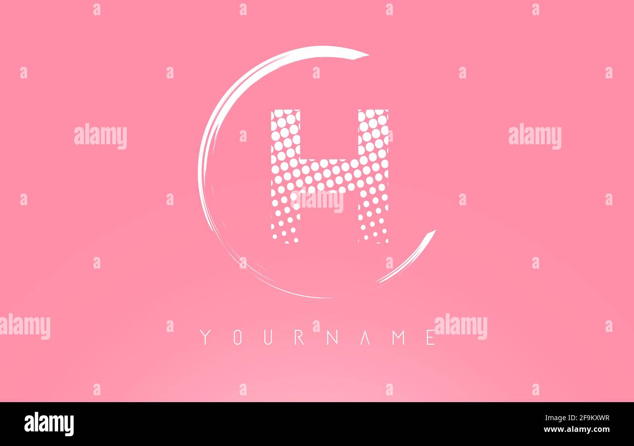 White H letter logo design with golden dots and white circle frame on ...