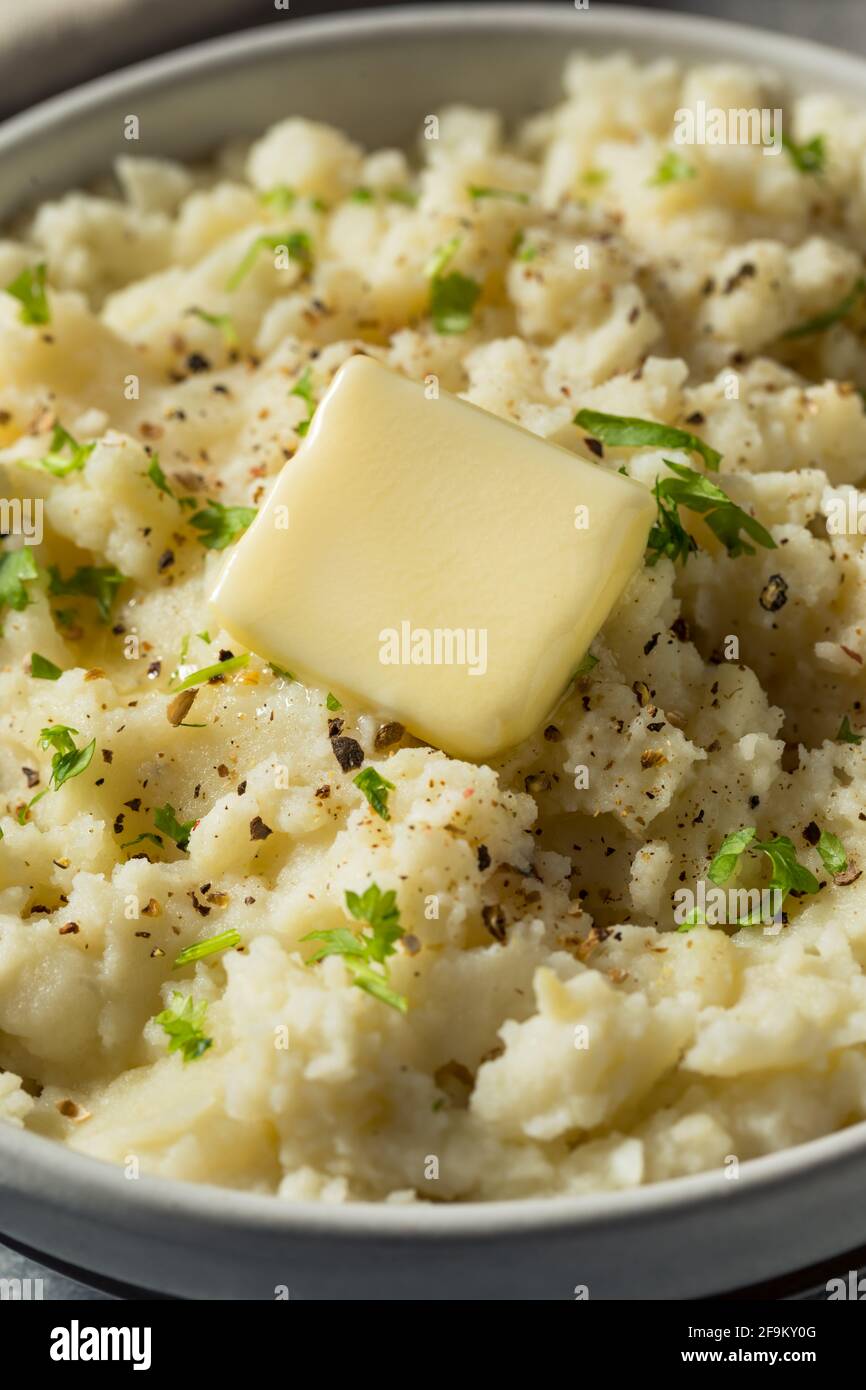 Homemade Pureed Mashed Potatoes with Butter and Cream Stock Photo - Alamy