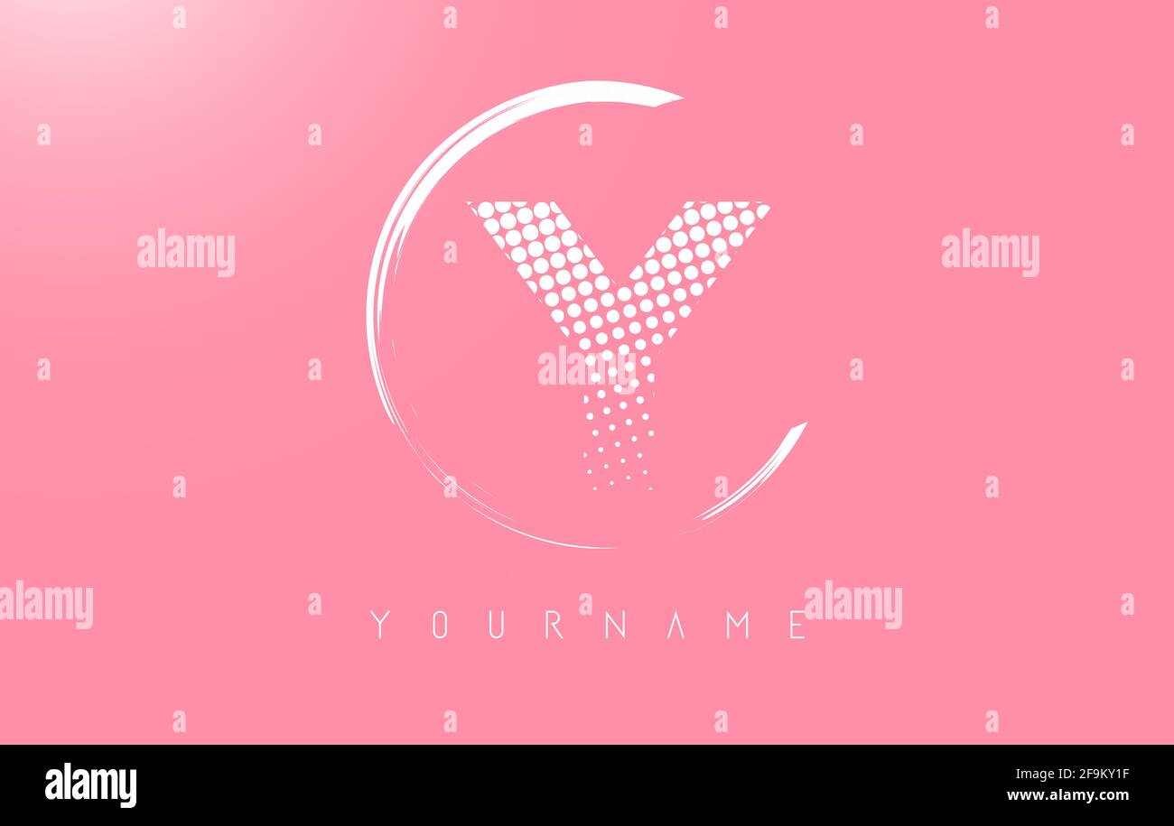 White Y letter logo design with golden dots and white circle frame on ...