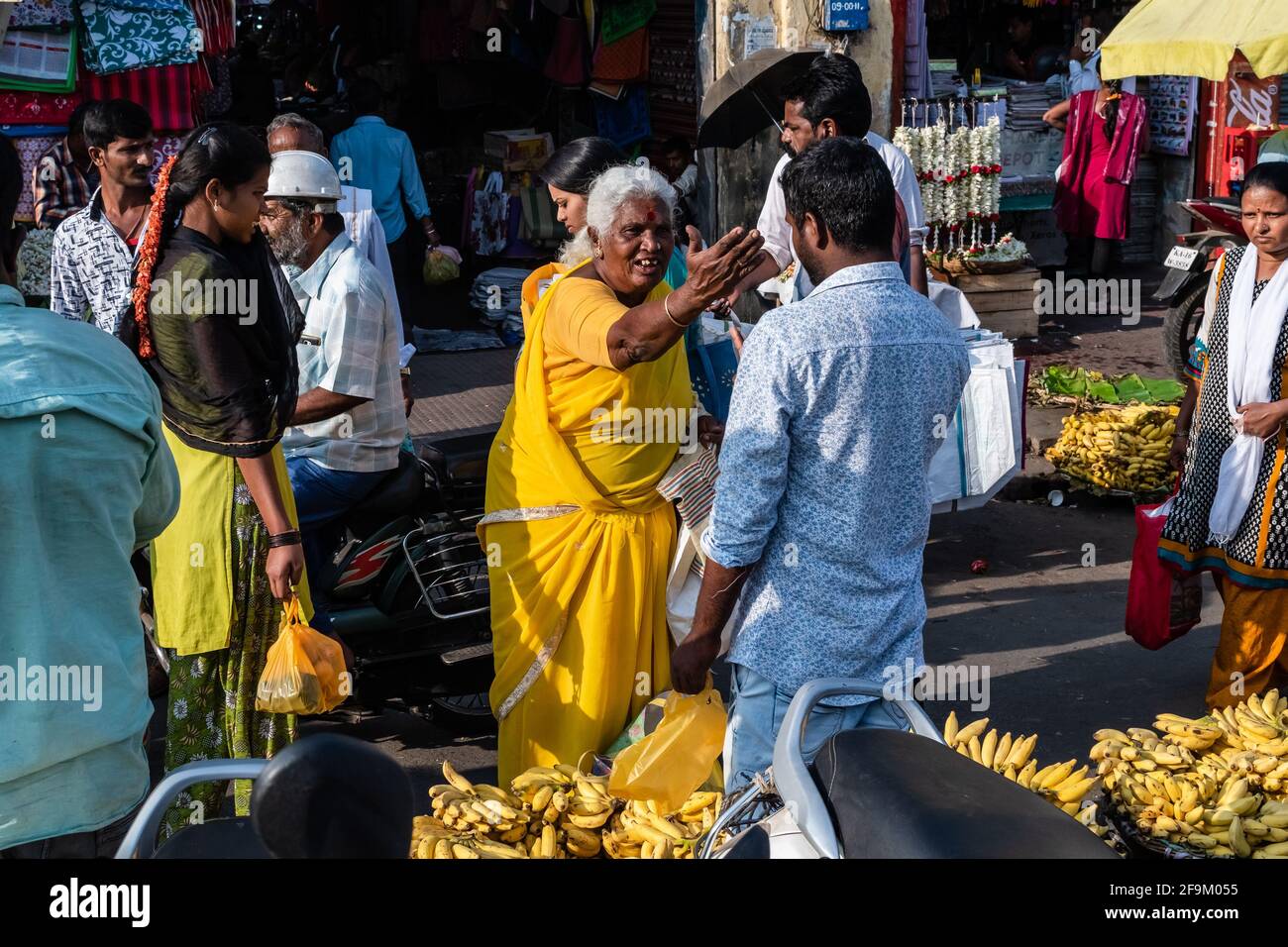 Mysuru, Karnataka, India - January 2019: An Indian female street vendor ...